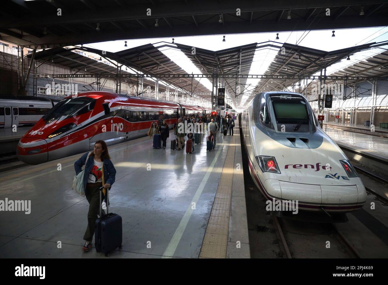 Passengers arriving on the Iryo high-speed train at María Zambrano ...