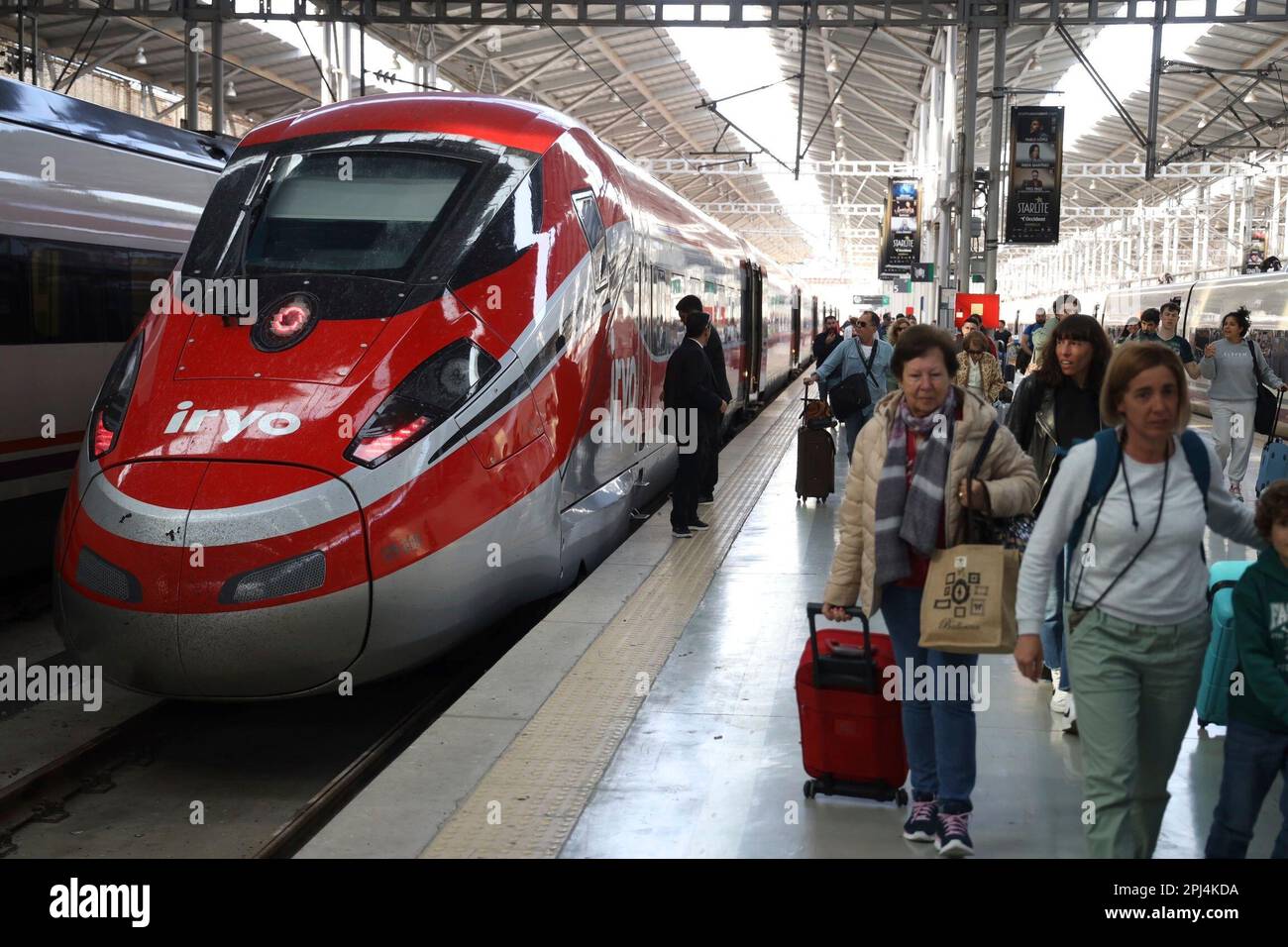 Passengers arriving on the Iryo high-speed train at María Zambrano ...