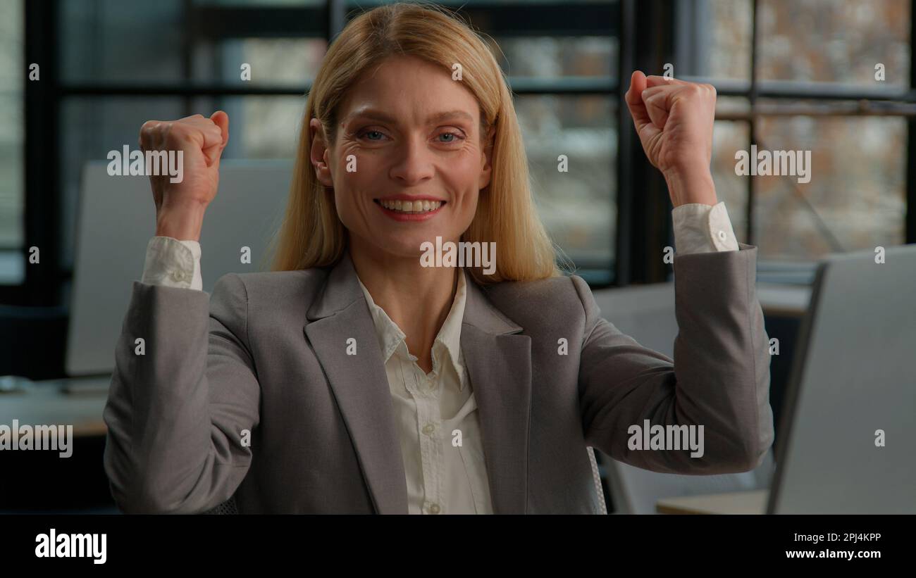 Middle-aged female entrepreneur office worker Caucasian adult woman ...