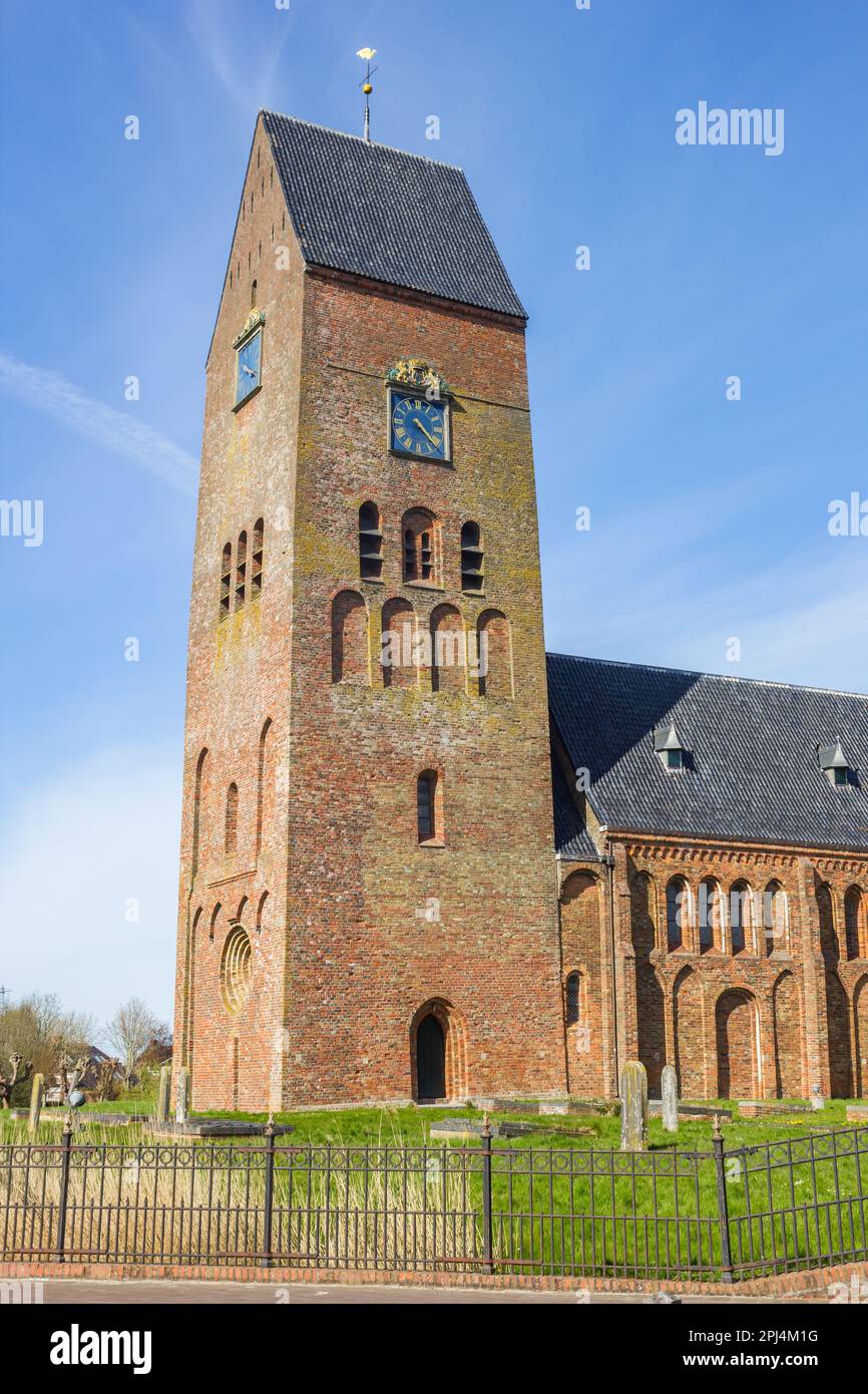 Tower of the historic Bartholomeus church in Stedum, Netherlands Stock ...