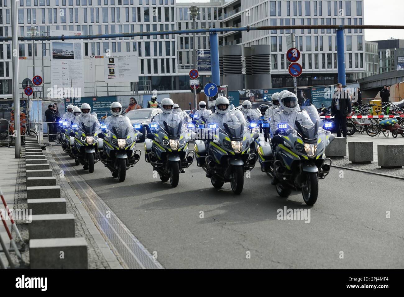 Berlin, Germany, March 31, 2023, Police motorcycle squadron at the ...
