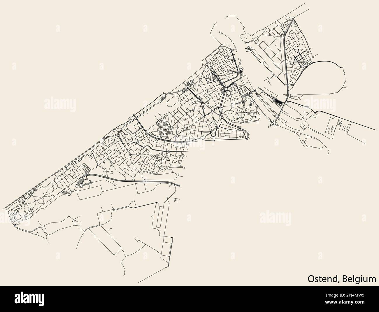 Street roads map of the OSTEND MUNICIPALITY, OSTEND Stock Vector Image ...