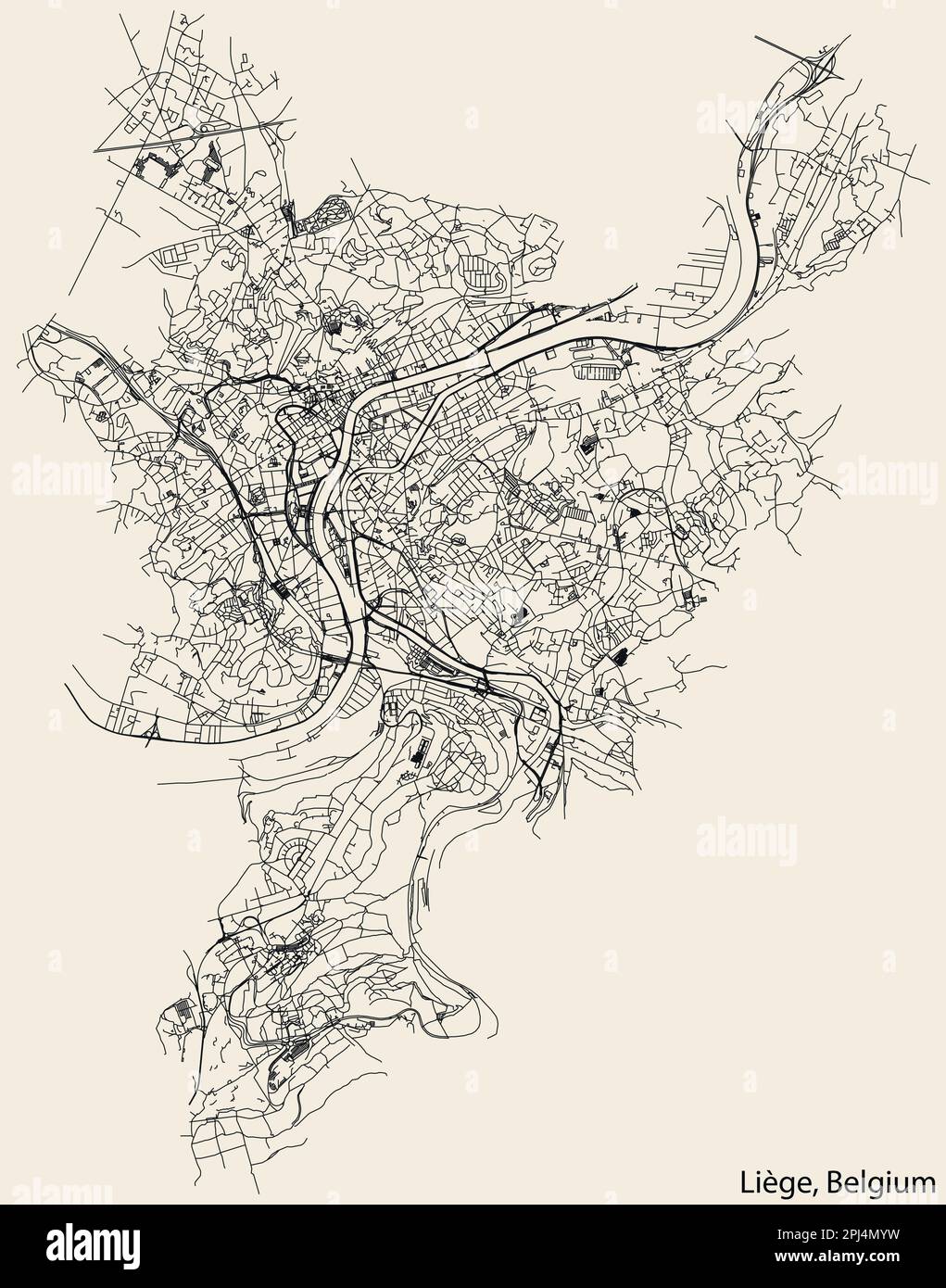 Street roads map of LIÈGE, BELGIUM Stock Vector Image & Art - Alamy