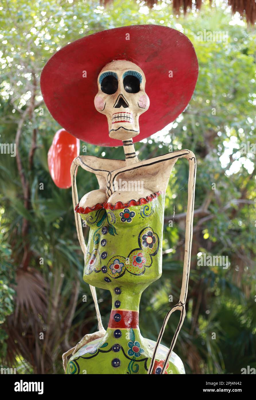 Typical colourful Mexican Day of the statue, Tulum, Mexico Stock Photo ...
