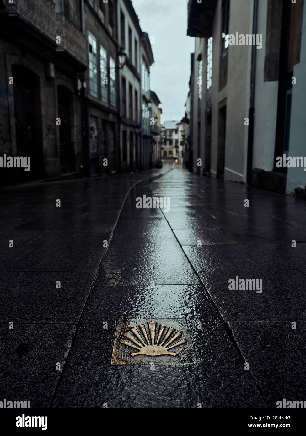 Santiago´s way mark Stock Photo - Alamy