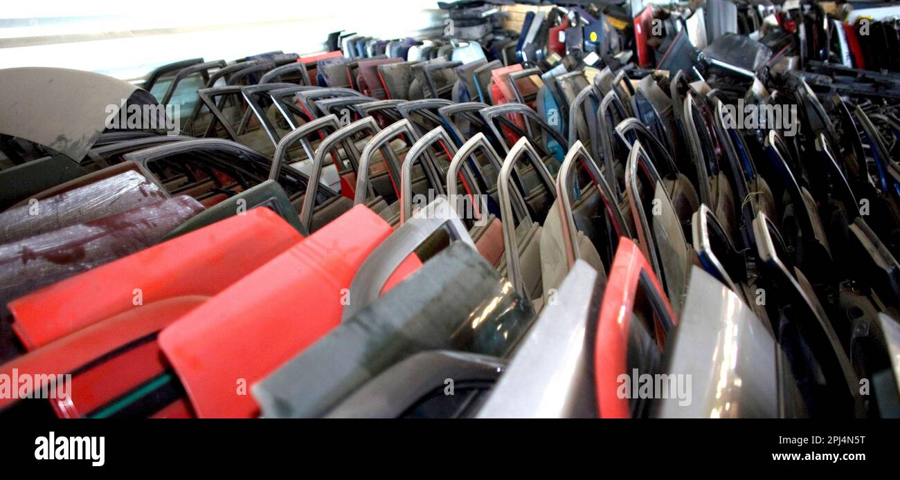 Car doors on a scrapyard to recycle - Netherlands. vvbvanbree ...