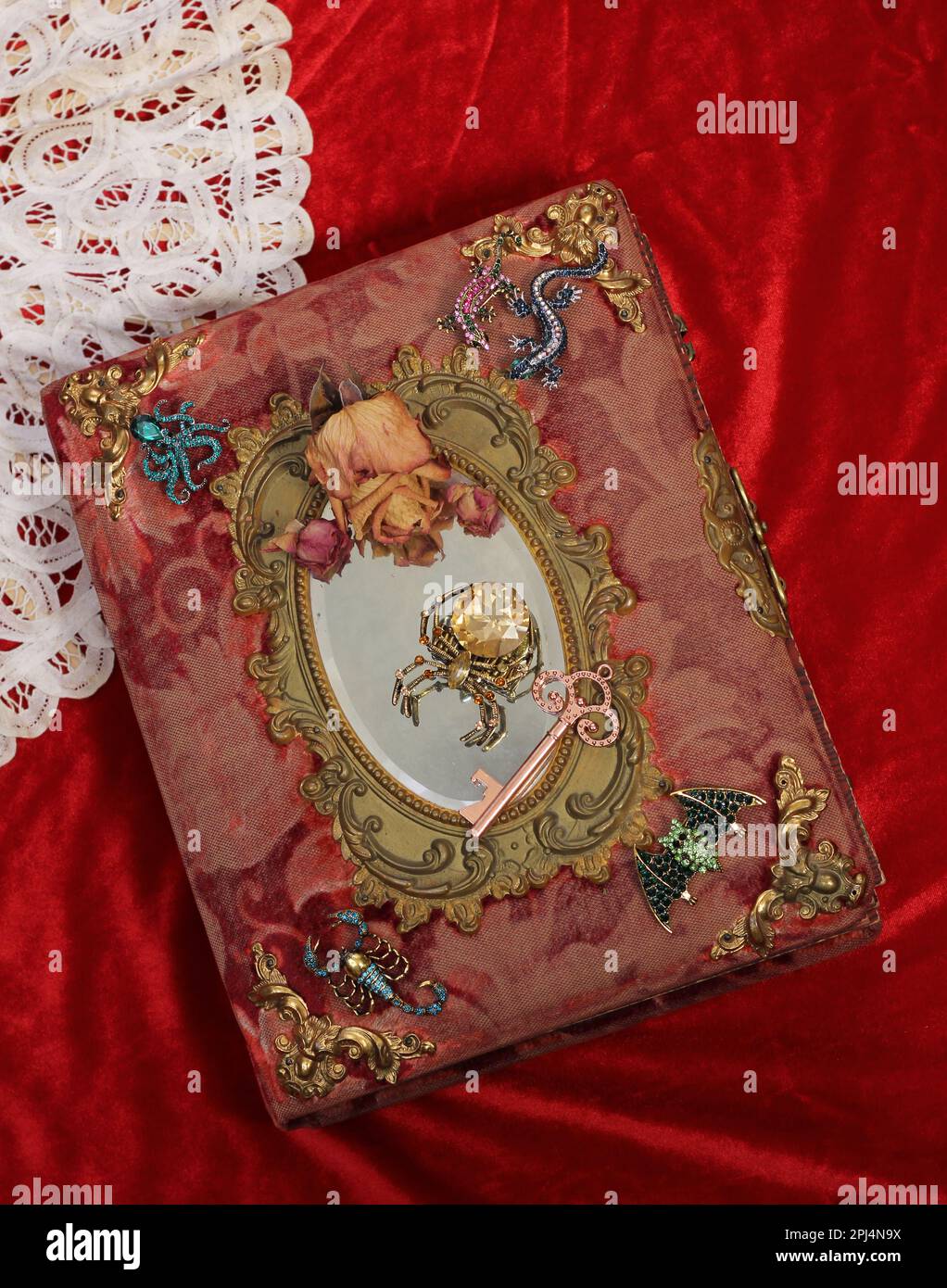 Antique Book With Colorful Gemstones. Fairy Tale Scary Book With ...