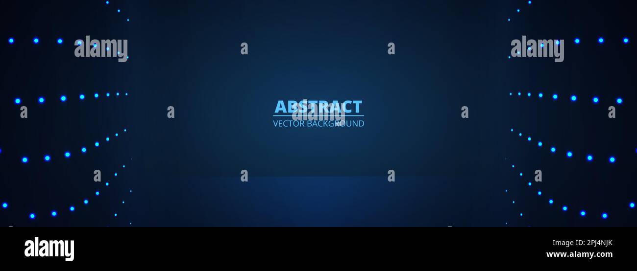Dark blue vector wide abstract technology background with blue particle ...