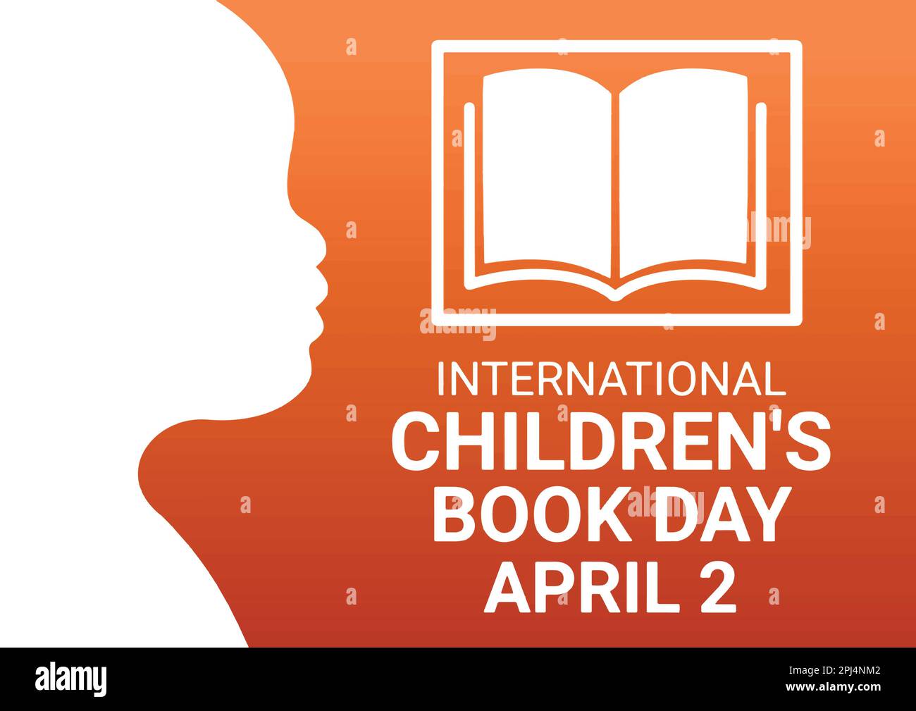 International Children's Book Day design vector illustration on orange ...