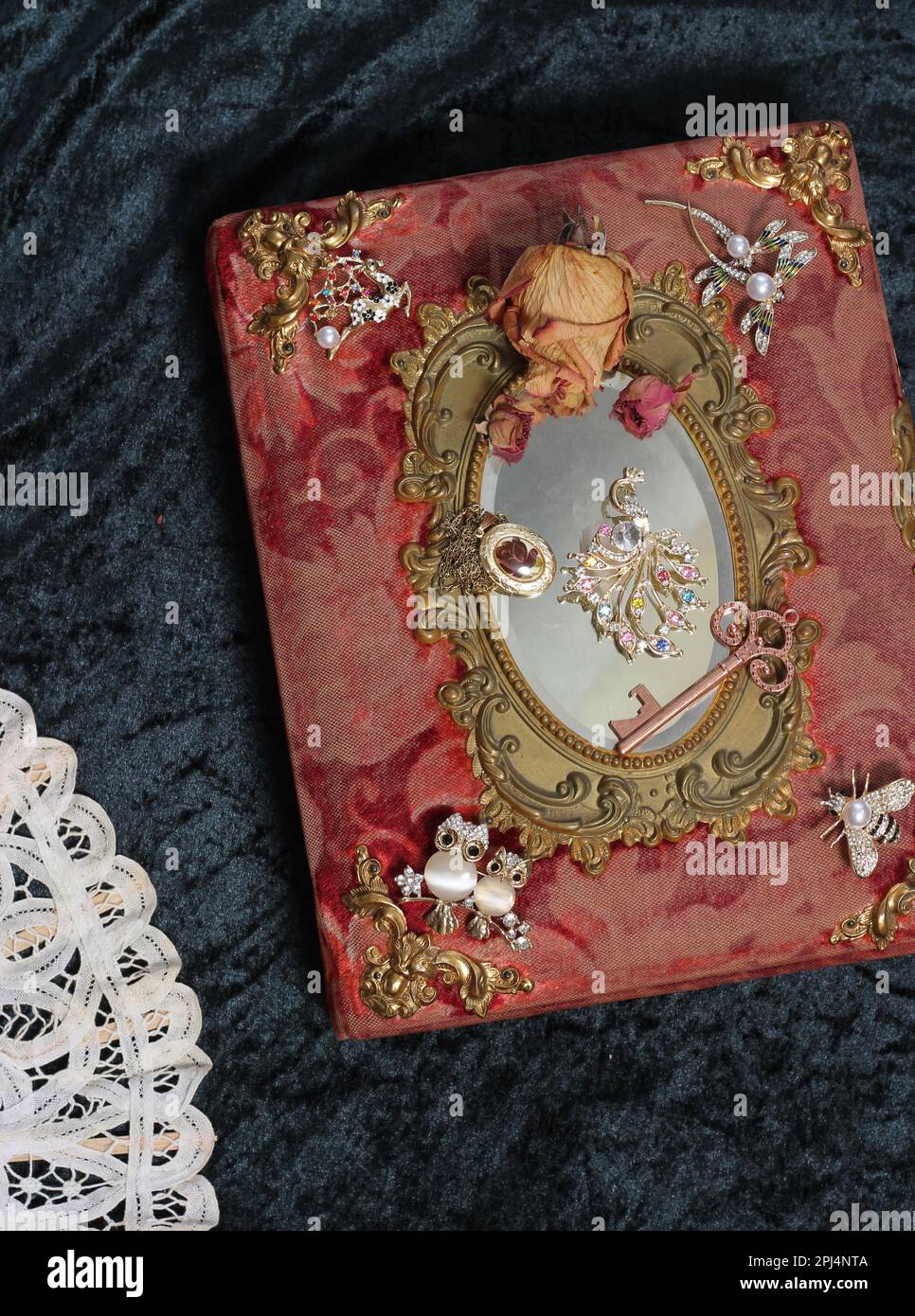 Vintage Book With Colorful Gemstones. Fairy Tale Romance Book Stock ...