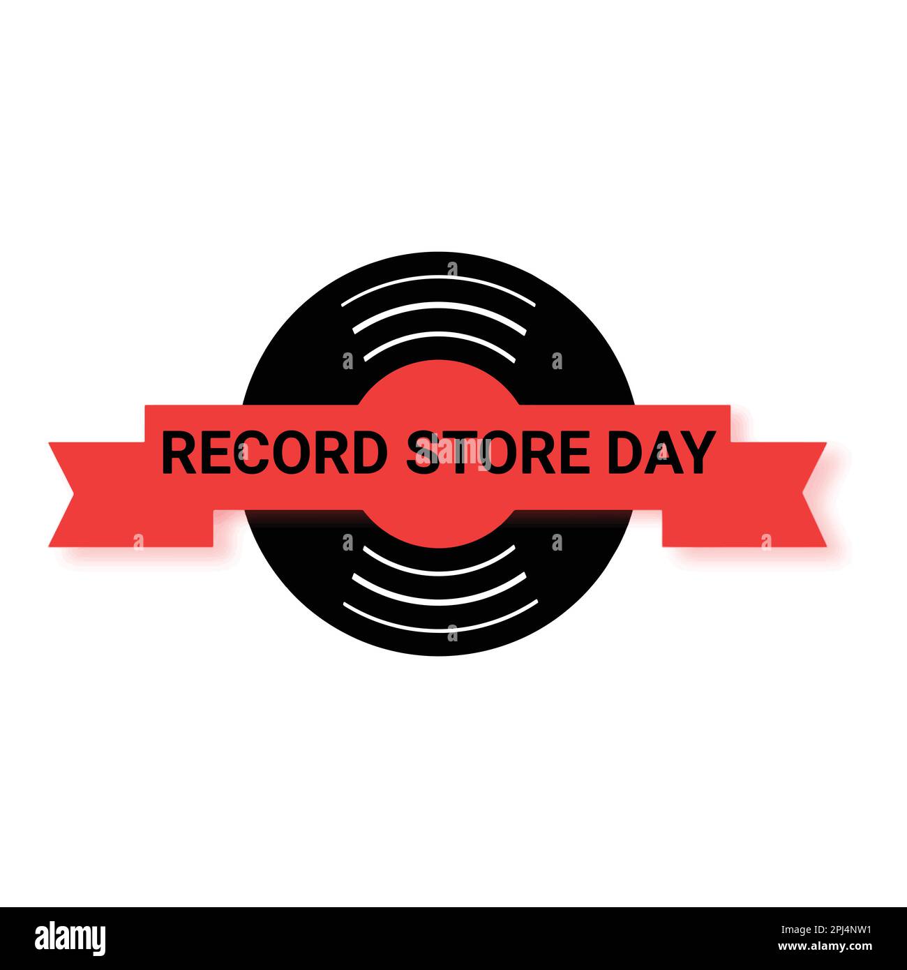 Red ribbon with text Record Store Day on white background. Vector ...