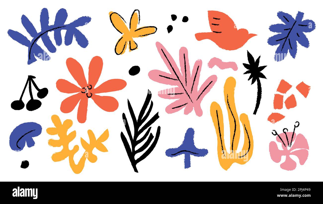 Abstract elements set. Vector hand drawn illustration. Nature forms ...