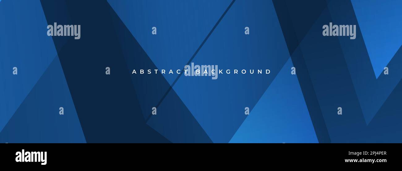 Blue modern abstract wide banner with geometric shapes. Dark blue ...