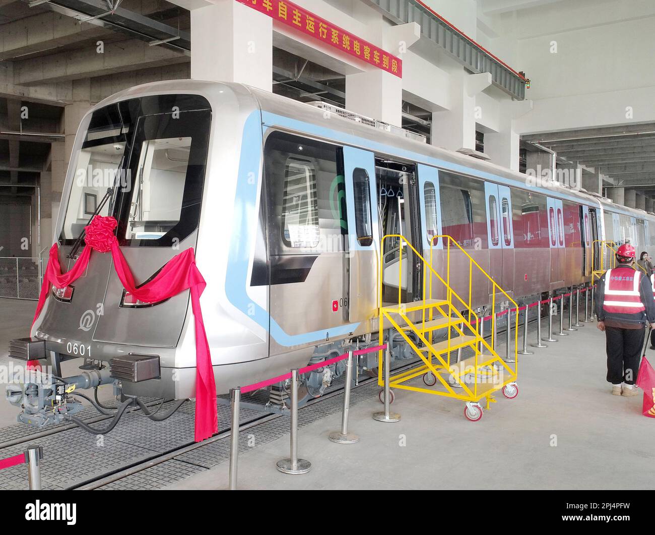 QINGDAO, CHINA - MARCH 31, 2023 - The first electric bus section of the ...