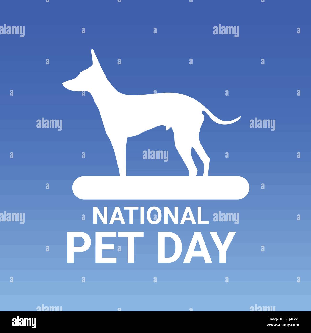 National Pet Day. Vector illustration with dog silhouette on blue ...