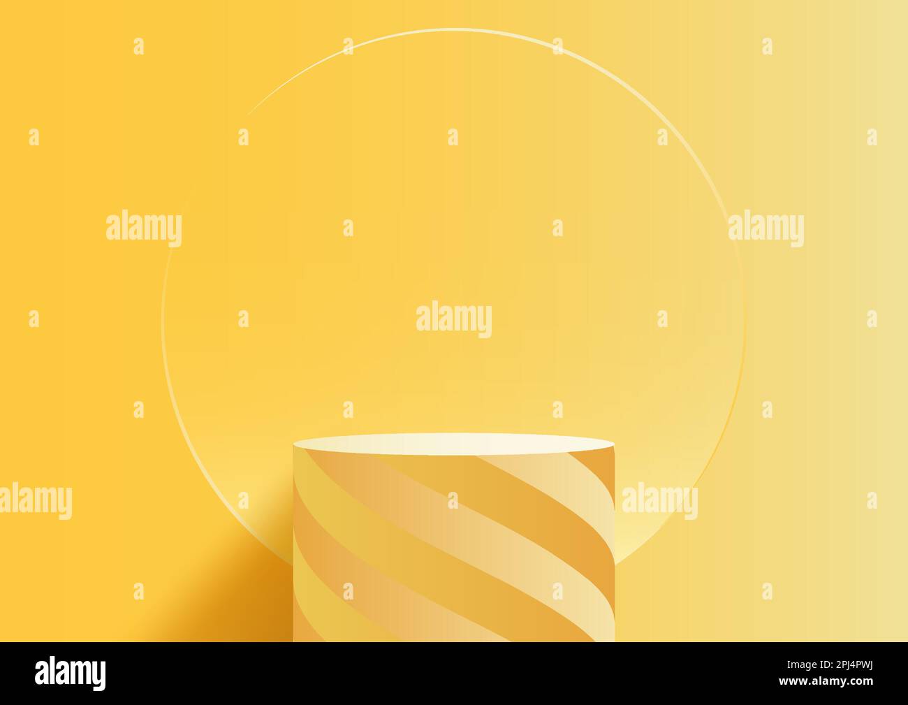 3D realistic yellow podium platform stand cylinder shape with spiral ...