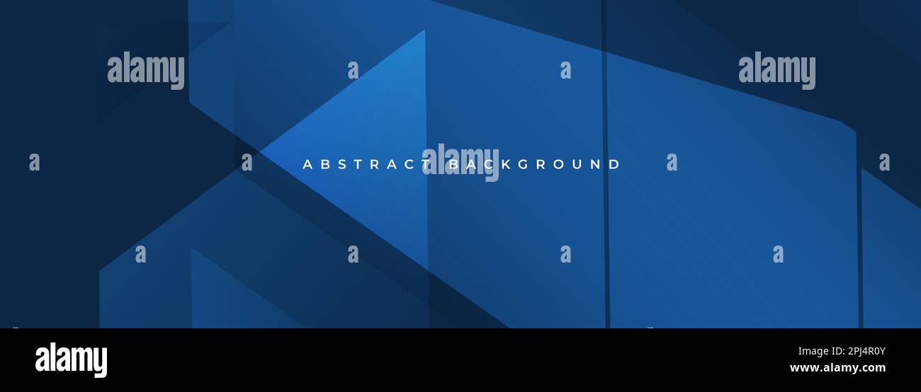 Blue abstract wide banner with geometric shapes. Dark blue modern ...