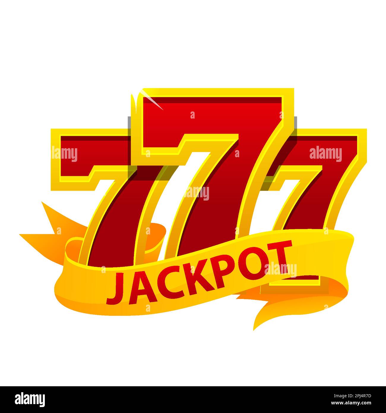 Jackpot symbol. 777 and ribbon, isolated on white background Stock ...