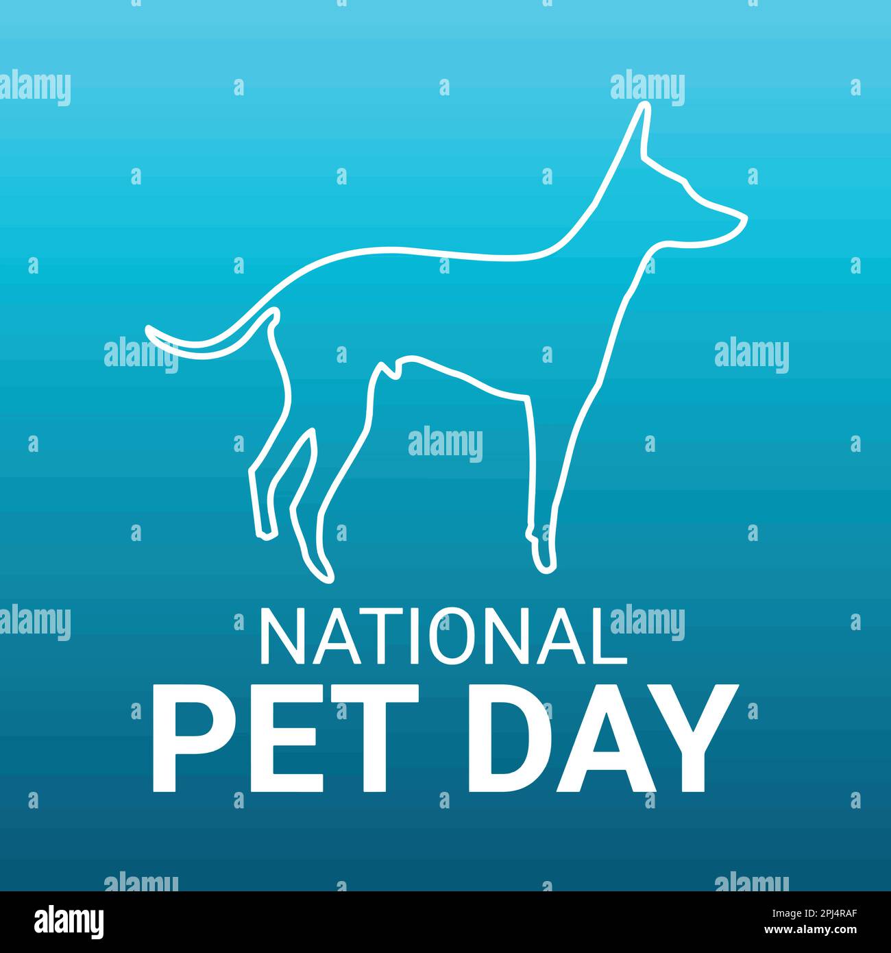 National Pet Day. Dog silhouette icon on blue background. Vector ...