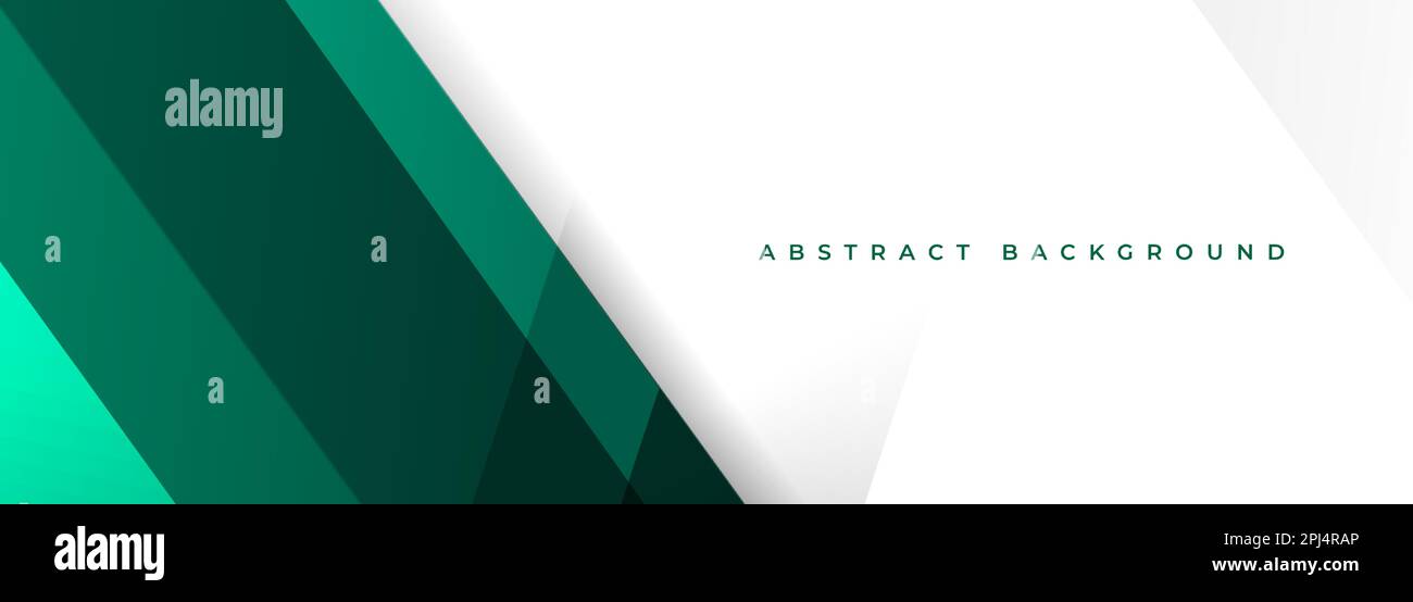 Green and white modern abstract wide banner with geometric shapes ...