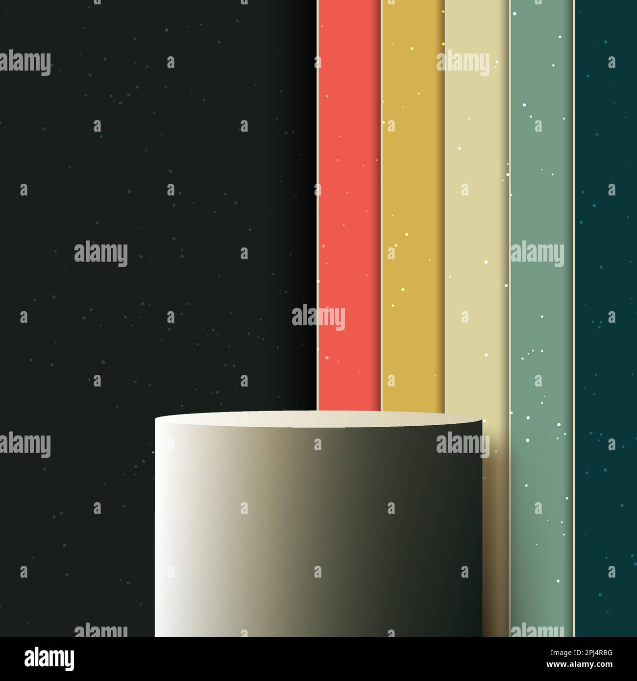 3D realistic podium stand cylinder shape with vertical stripes lines ...