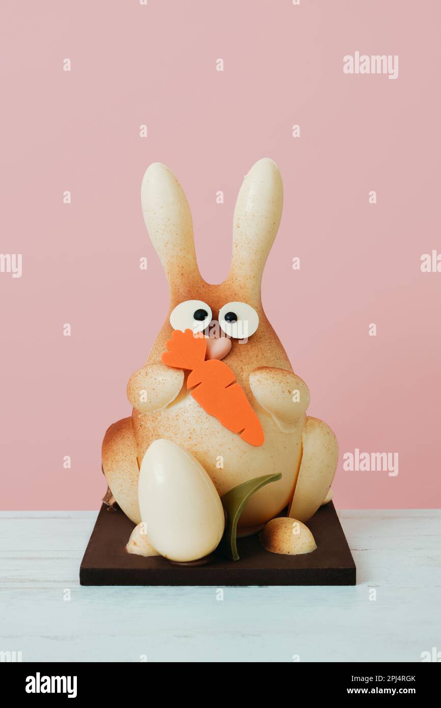 a white chocolate bunny as a spanish mona de pascua, a traditional ...