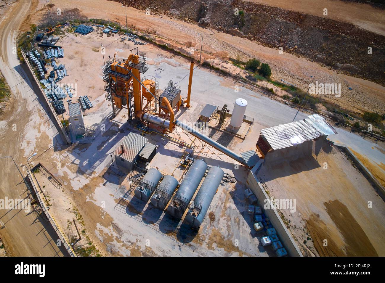 Structures of plant producing sand, crushed stone, cement and batching ...