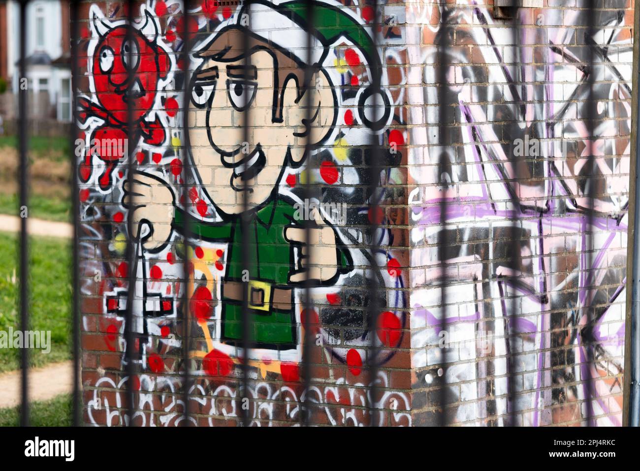 Graffiti, wall, Banksy, spray-paint, public space, colourful, satirical ...