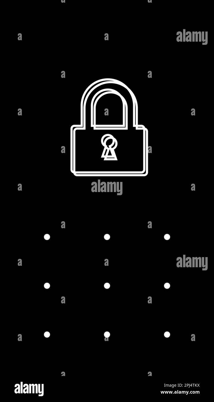 Blocked screen of gadget with lock, illustration. Cyber security Stock ...