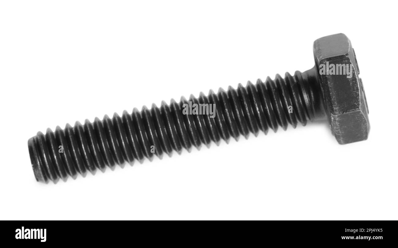 One metal bolt on white background, top view Stock Photo - Alamy