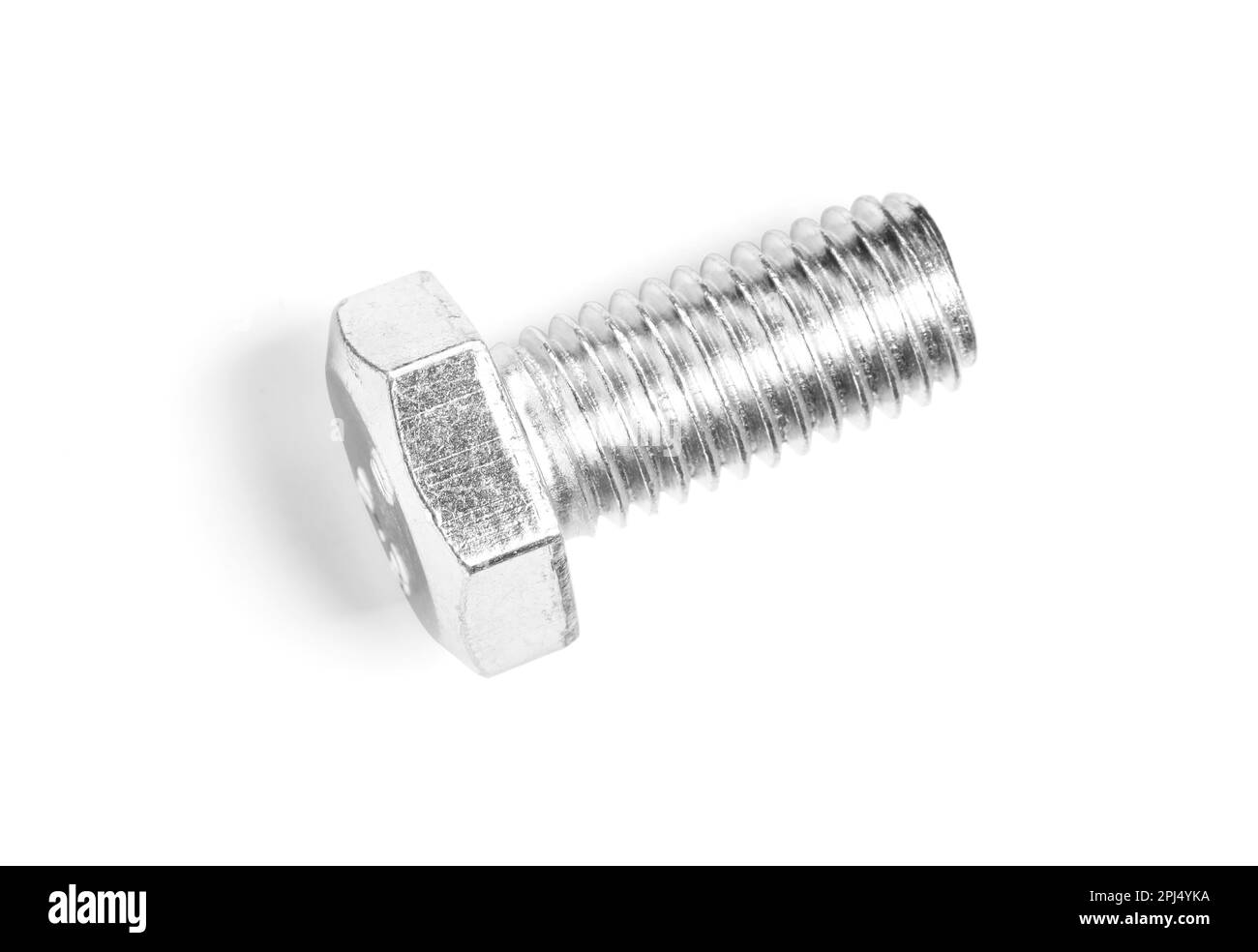 One metal bolt on white background, top view Stock Photo - Alamy