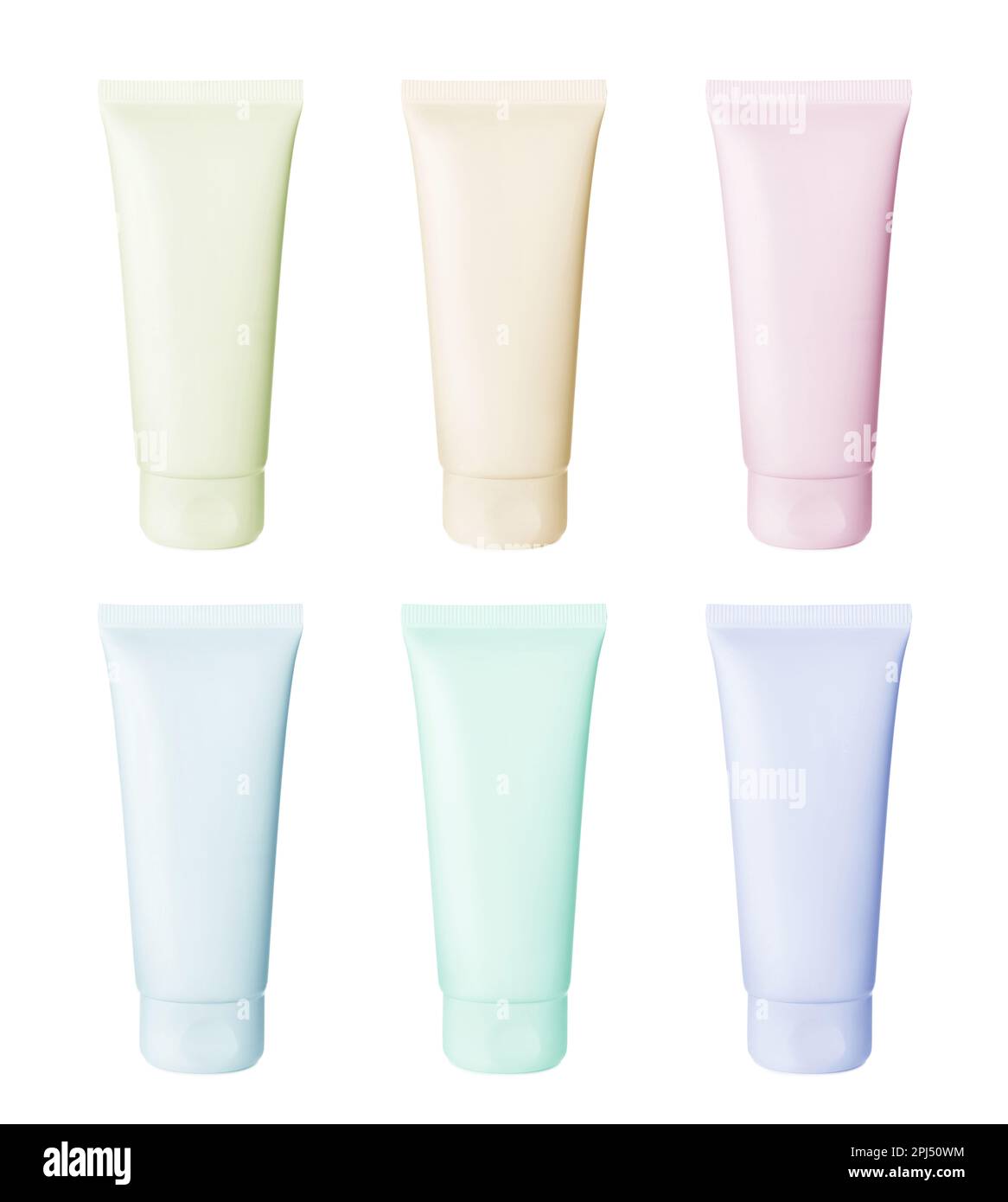 Set with tubes of cosmetic products on white background Stock Photo - Alamy