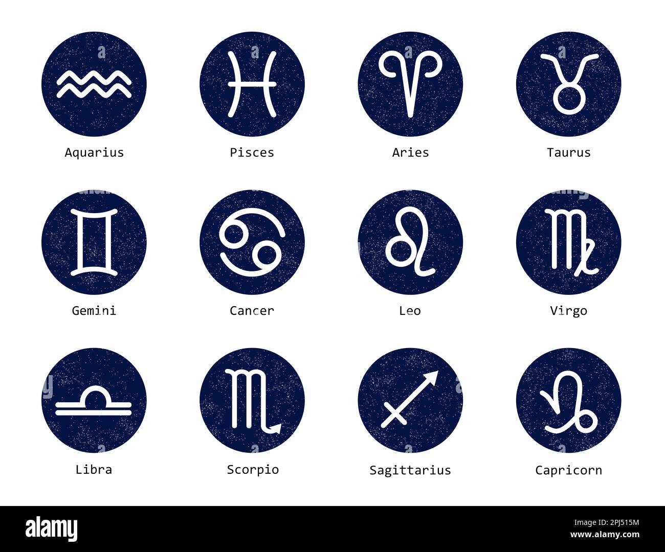 Set with 12 zodiac signs on white background, illustration Stock Photo ...