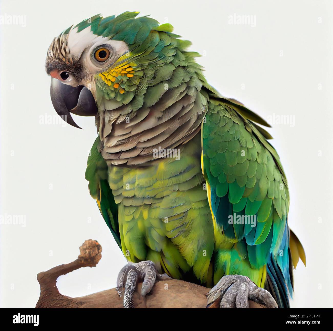 Macao parrot sits on a branch, Macaw in tropical forest. Wildlife scene ...