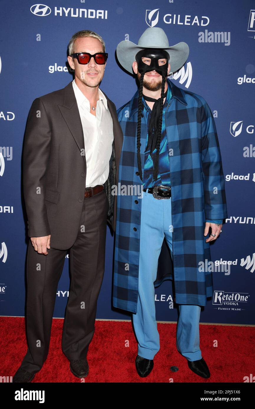 BEVERLY HILLS, CALIFORNIA - MARCH 30: (L-R) Diplo and Orville Peck ...