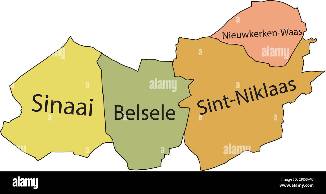 Pastel tagged municipalities map of SINT-NIKLAAS, BELGIUM Stock Vector ...