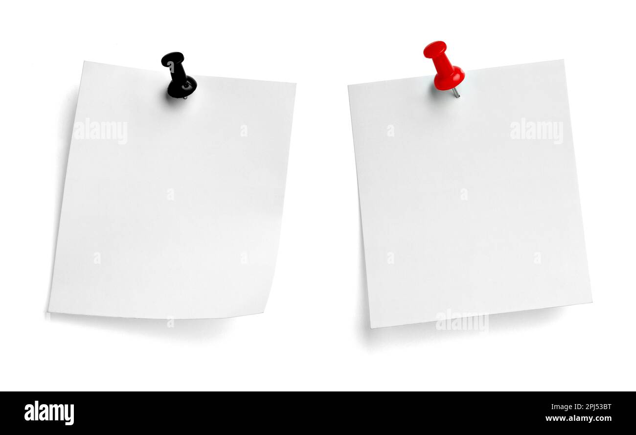 note paper push pin message red white black Stock Photo - Alamy