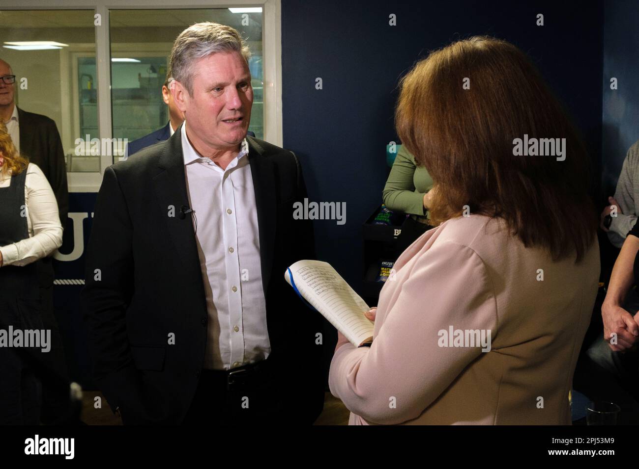 Labour Party leader Sir Keir Starmer during a visit to Burt's Crisps ...