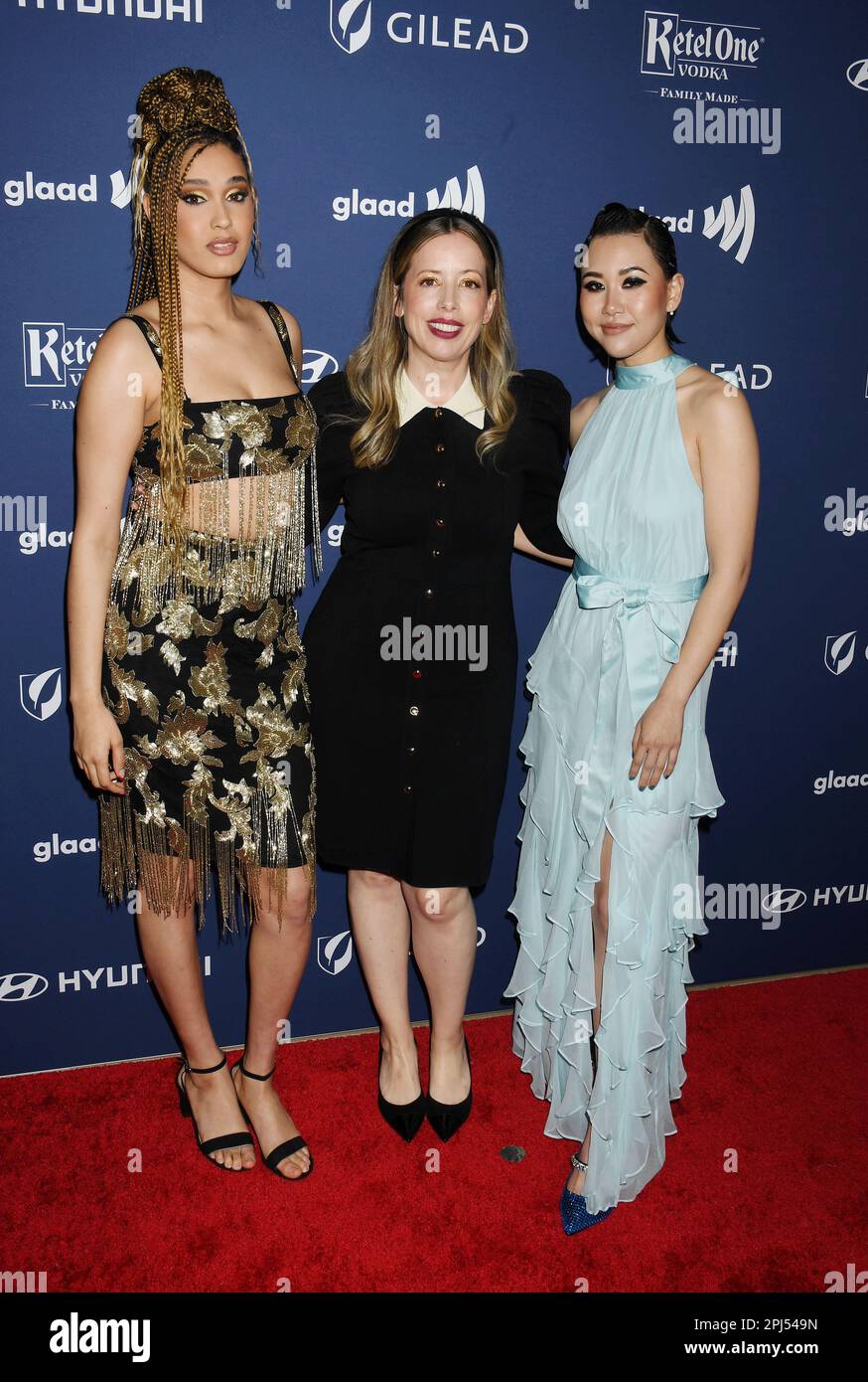 BEVERLY HILLS, CALIFORNIA - MARCH 30: (L-R) Ramona Young, Lang Fisher ...