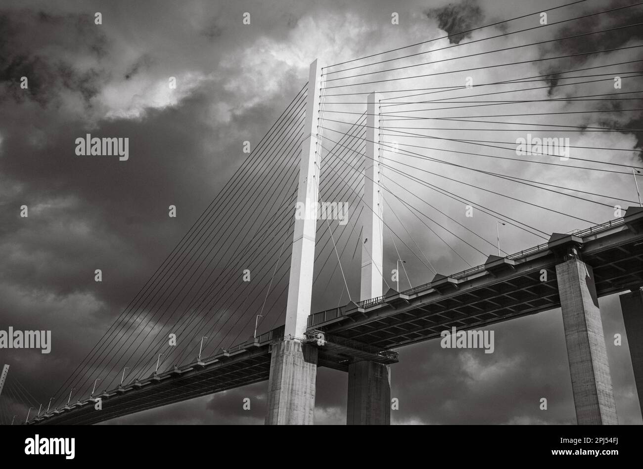 A view of the Dartford Crossing and QE2 bridge linking Kent and Essex ...