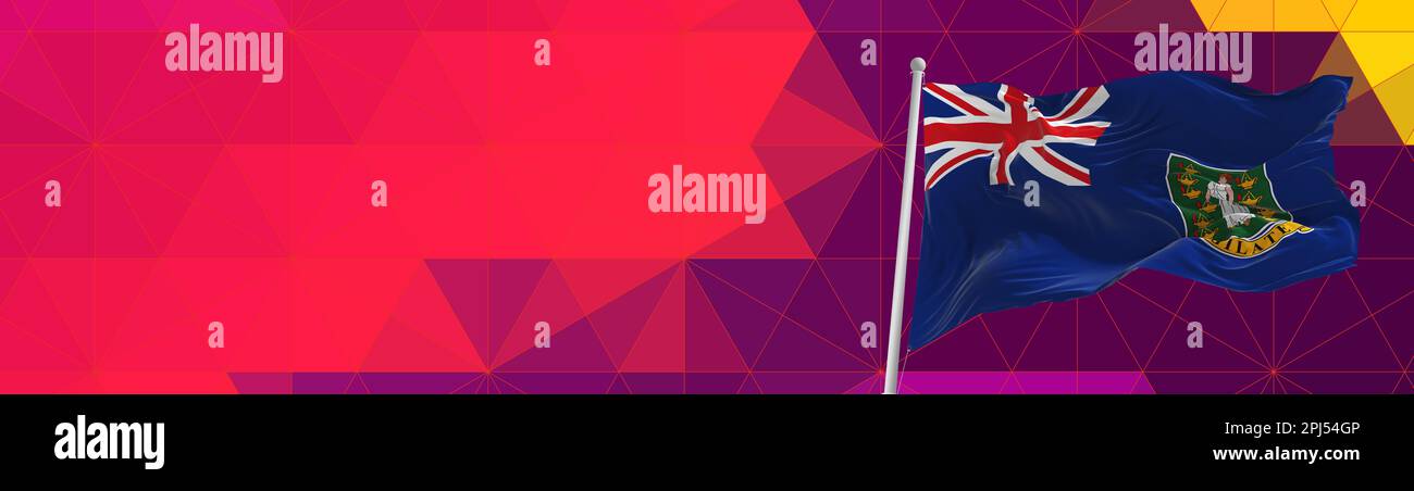official flag of British Virgin Islands waving at colorful background ...