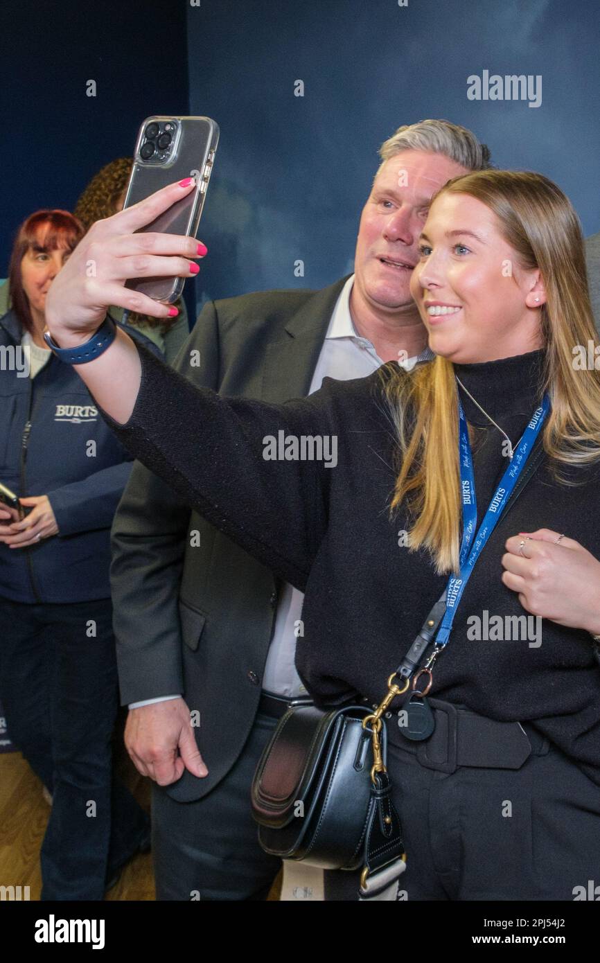 Labour Party leader Sir Keir Starmer poses for a selfie during a visit ...