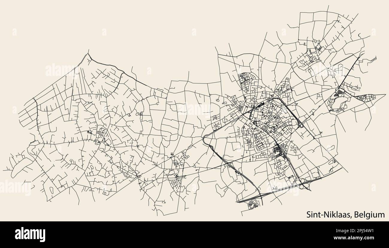 Street roads map of SINT-NIKLAAS, BELGIUM Stock Vector Image & Art - Alamy