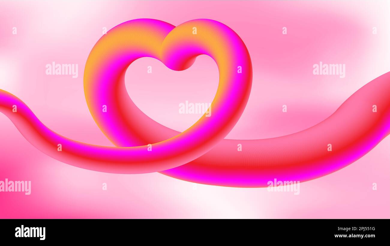 A heart made of gradient lines on a pink background. Layout for posters ...