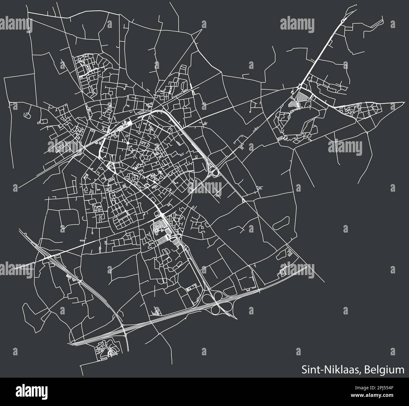 Street roads map of the SINT-NIKLAAS MUNICIPALITY, SINT-NIKLAAS Stock ...