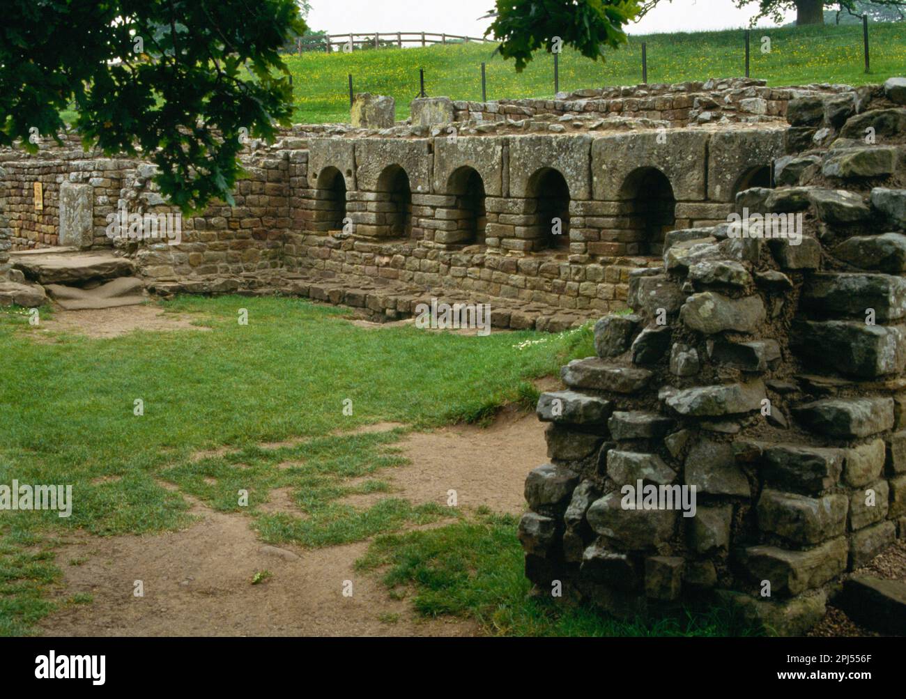 Chesters Roman Fort, bath house, changing room with niches on west wall ...