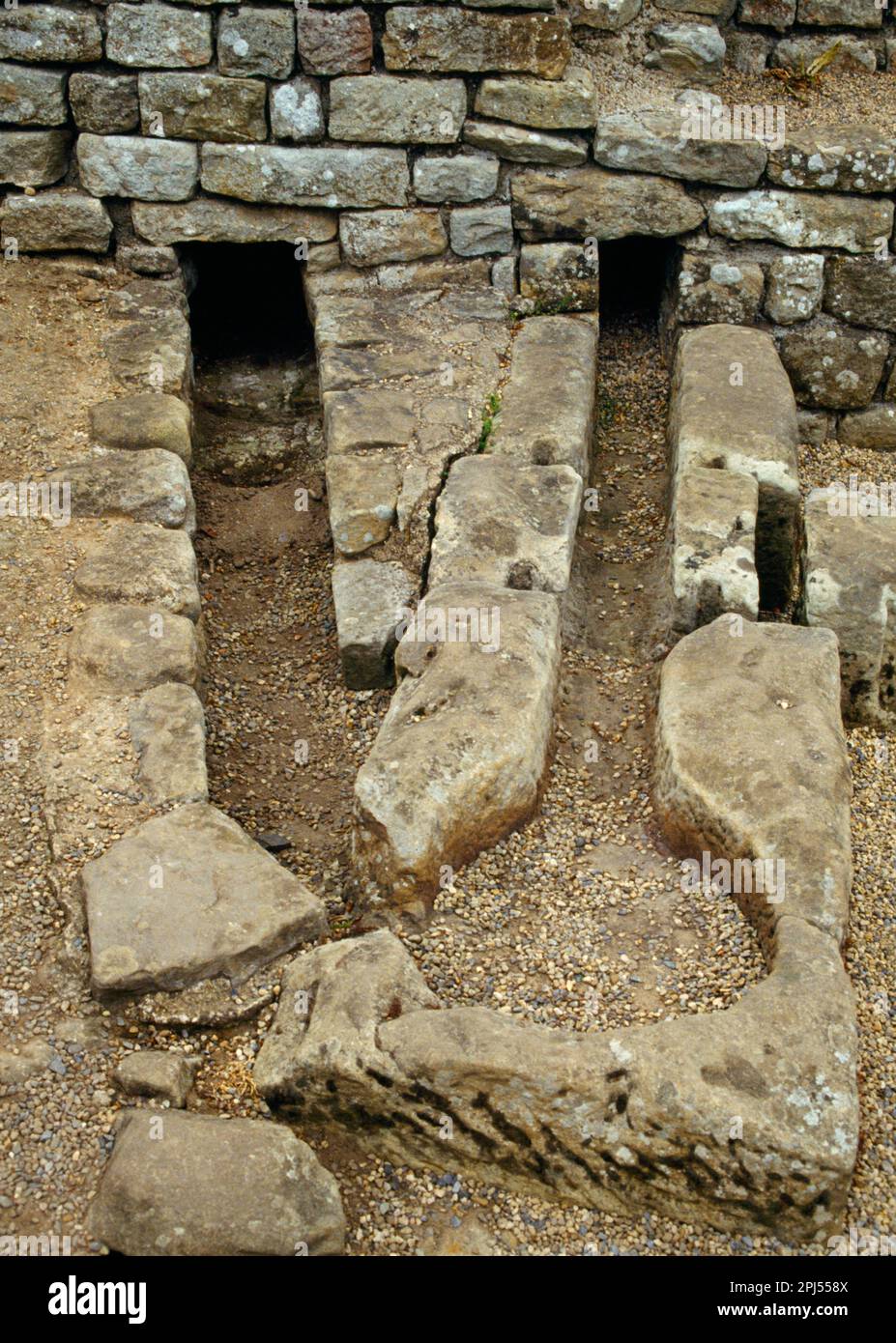 Chesters Roman Fort Bath House. Drain from baisin/douche in cold plunge ...
