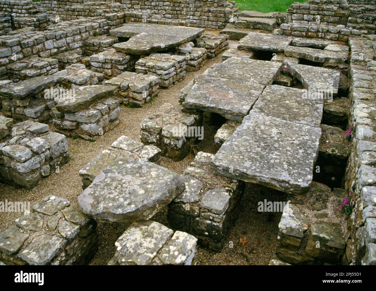 Commandant's House, Chesters Roman Fort, Hadrian's Wall. Stone floor ...