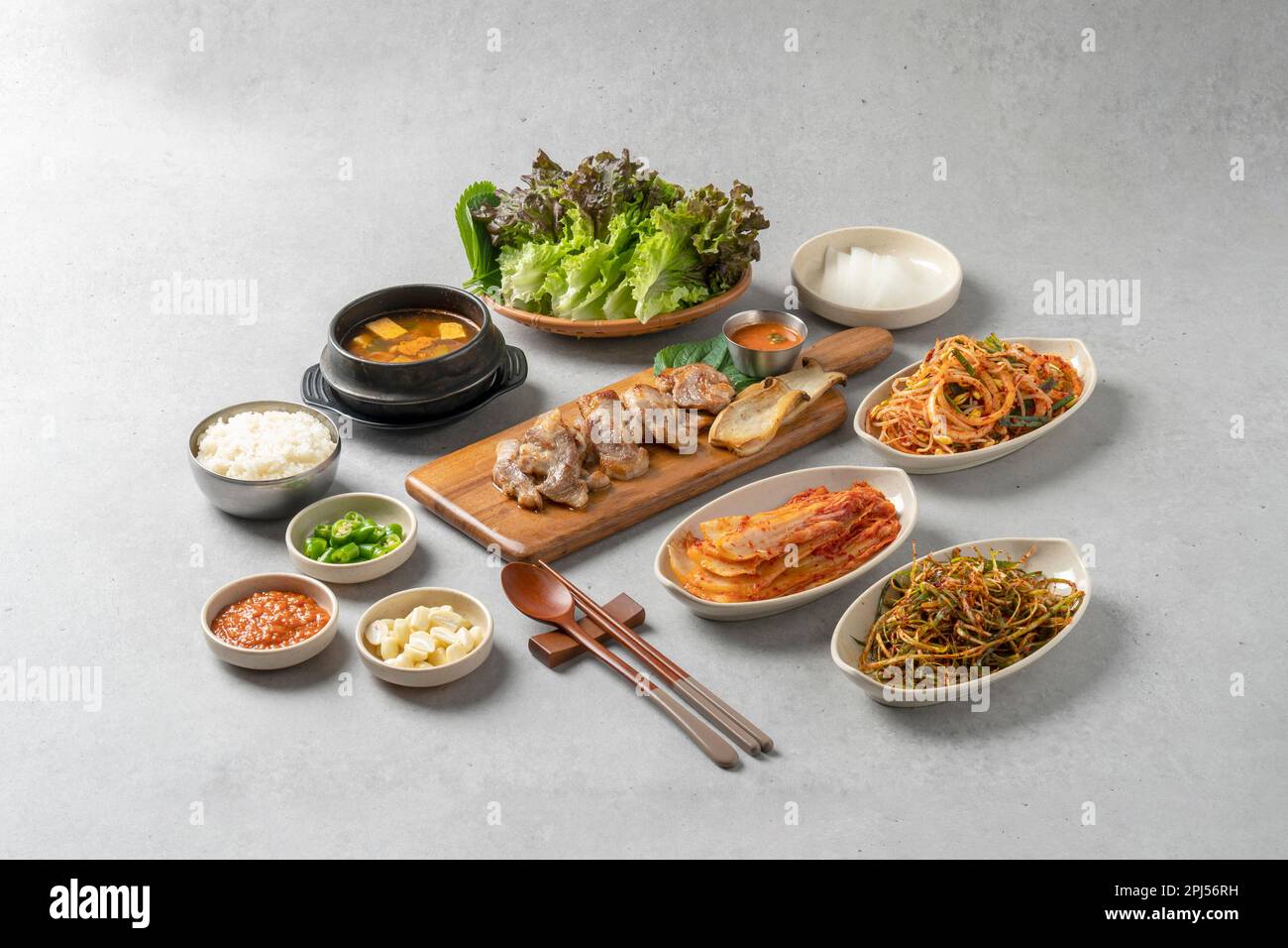 Pork Cheek Meat Grilled Set Stock Photo - Alamy