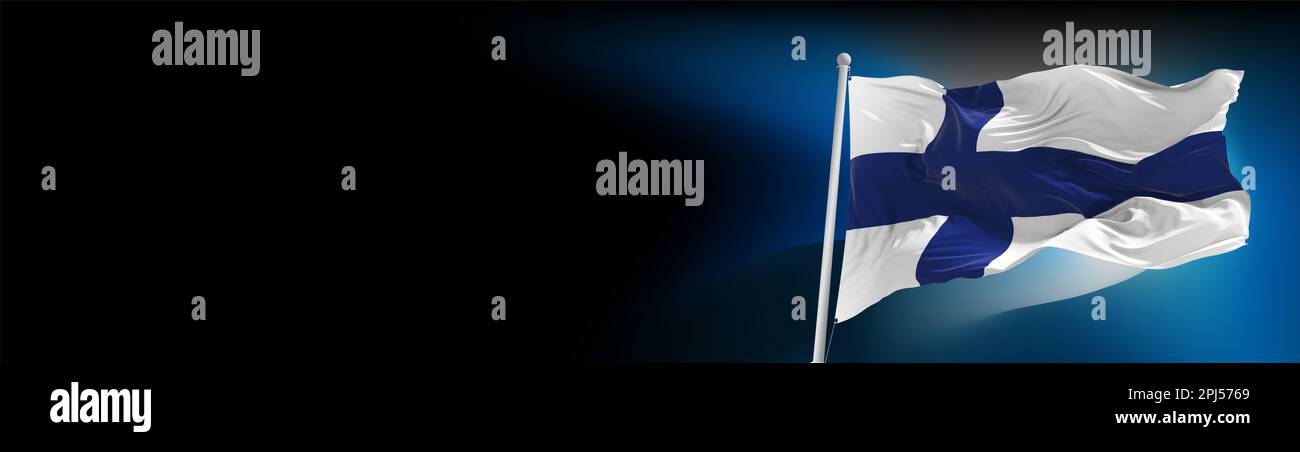 Large flag of Finland waving in the wind Stock Photo - Alamy